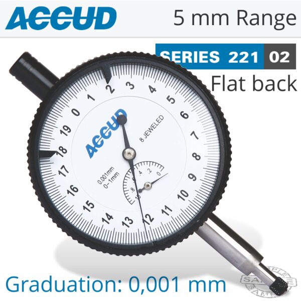 PRECISION DIAL INDICATOR FLAT BACK 5MM - Fallons