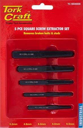SQUARE SCREW EXTRACTOR SET 5PCE - Fallons