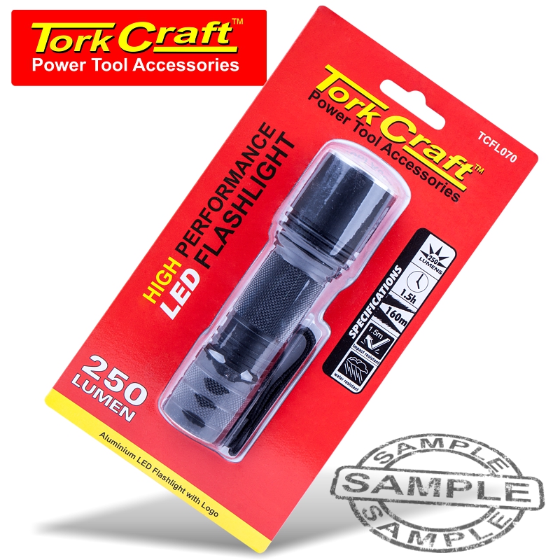 TORCH LED ALUM. 250LM BLK USE 3 X AAA BATTERIES TORK CRAFT FLASH LIGHT ...